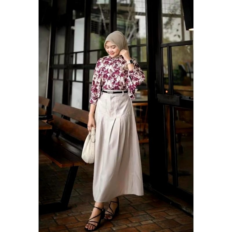Jual Rok Mayung Helwa Skirt Semi Woll Simple | Korean Style | Rok ...