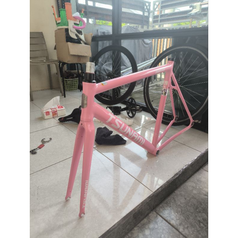 Jual Frameset tsunami snm100 pink susu | Shopee Indonesia