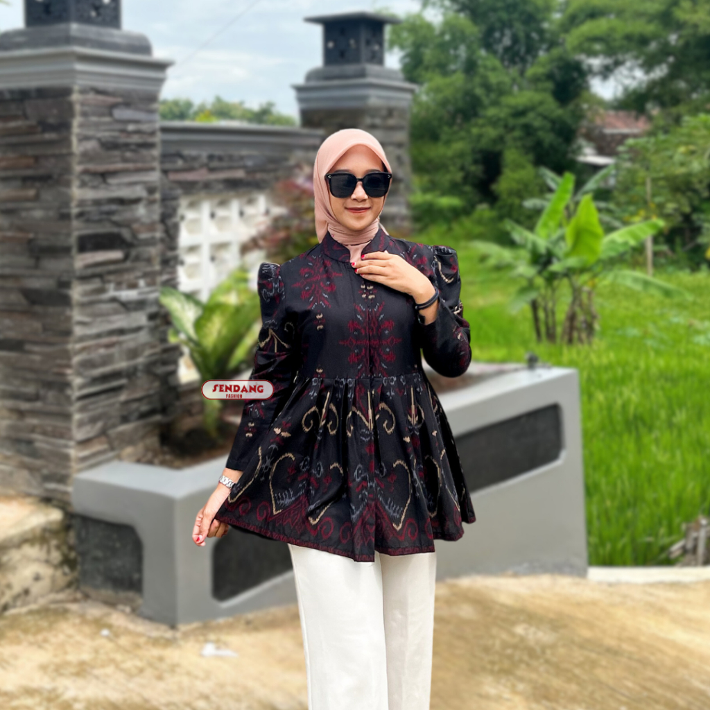 Jual SENDANG FASHION Blouse Batik Wanita Modern Lengan Puff Motif Azura ...