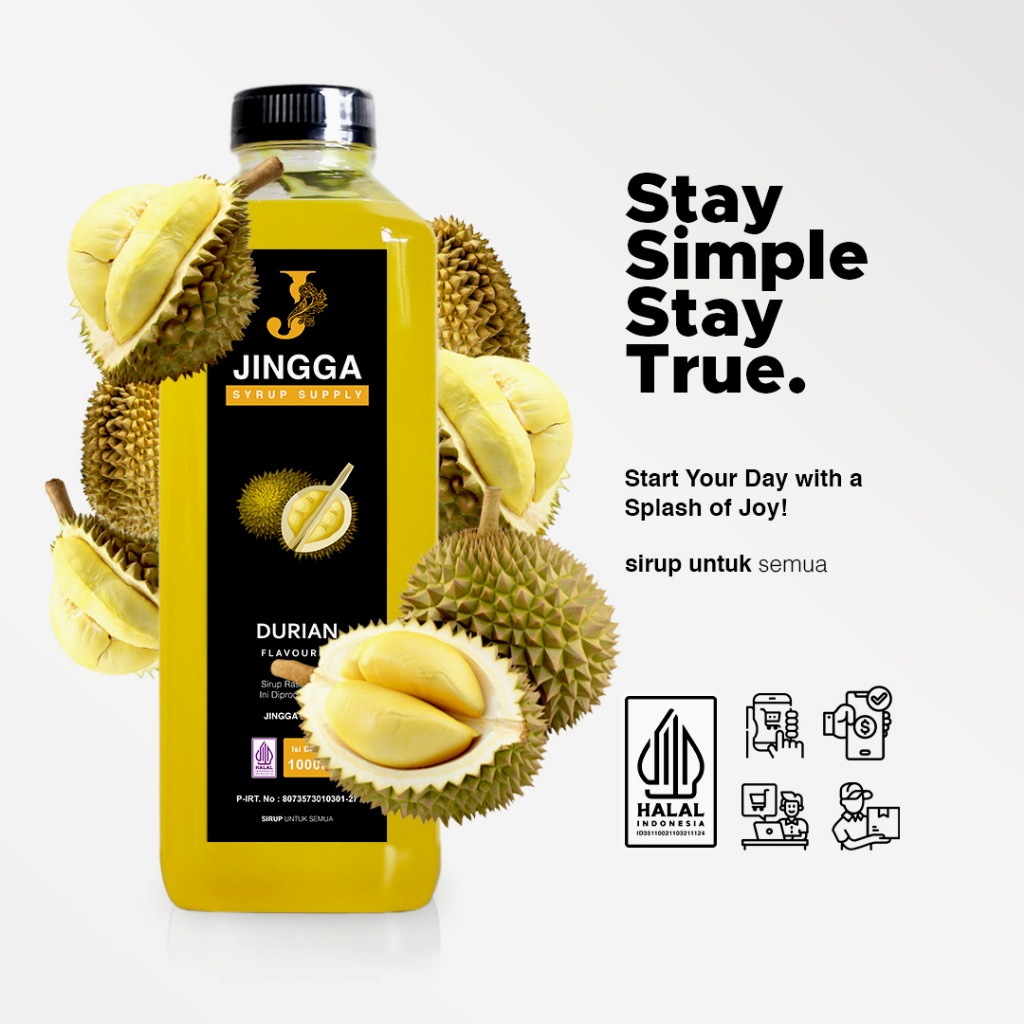 Jual JINGGA Durian Syrup 1000 ml - Sirup Flavour Durian Untuk Coffee ...