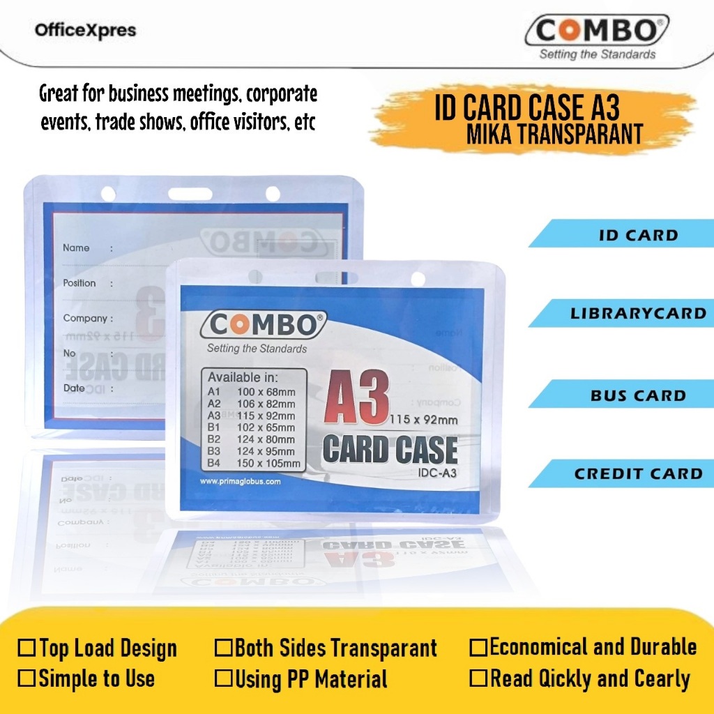 Jual ID Card Case Plastik A3 / Casing ID Card Transparant 115x92mm ...