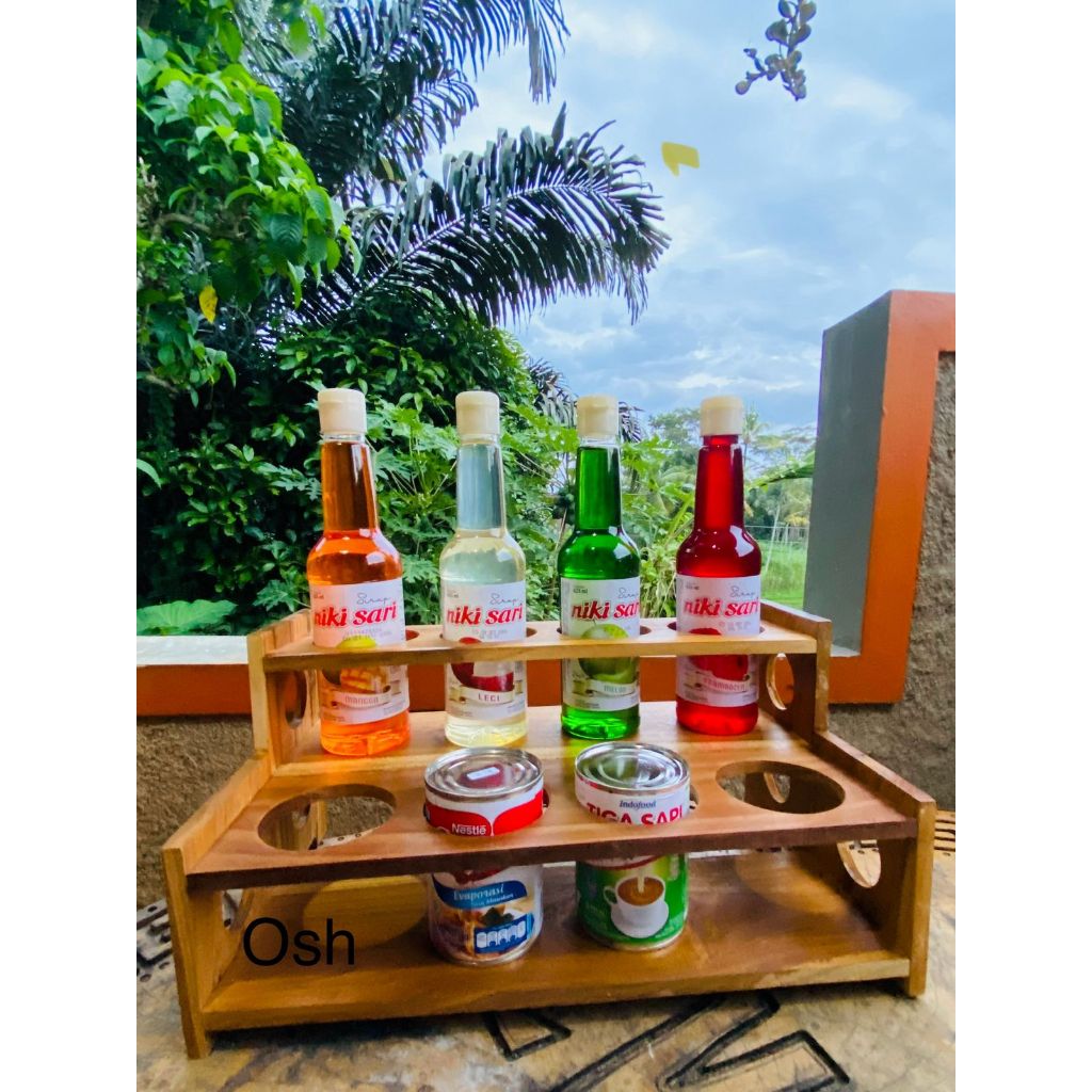 Jual RAK BOTOL SUSUN 2 TINGKAT ,8 LUBANG DIAMETER 8 cm BERBAHAN KAYU ...