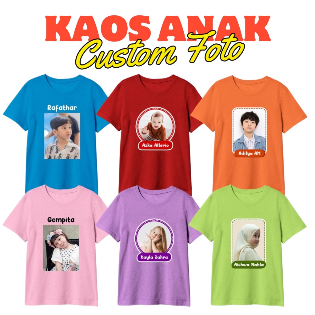 Jual SANTIKA APPAREL Kaos Anak Custom Foto (free nama) BAHAN ORI CATTUN COMBED 30S | Shopee ...