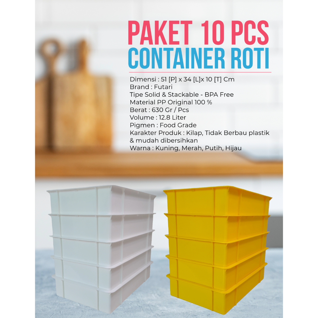 Jual Paket 10 Keranjang Roti Ekonomis - Container Bakery Solid Futari ...