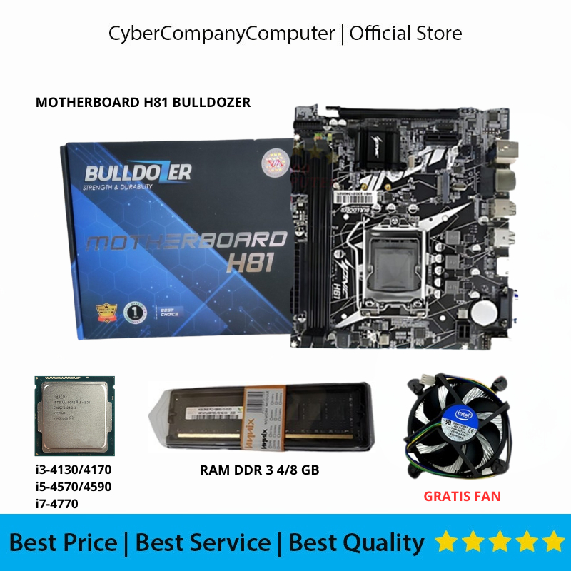 Jual (PAKET H81 TERMURAH) New Motherboard Buldozzer H81 DDR3 Core i3-4170/ i5 4590 / i7-4770 ...