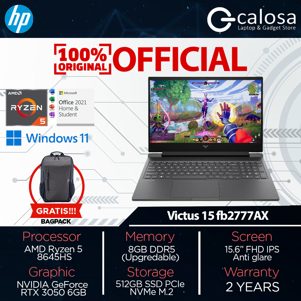 Jual HP Victus 15 fb2777AX Ryzen 5-8645HS 8GB 512GB SSD RTX3050 6GB 15. ...