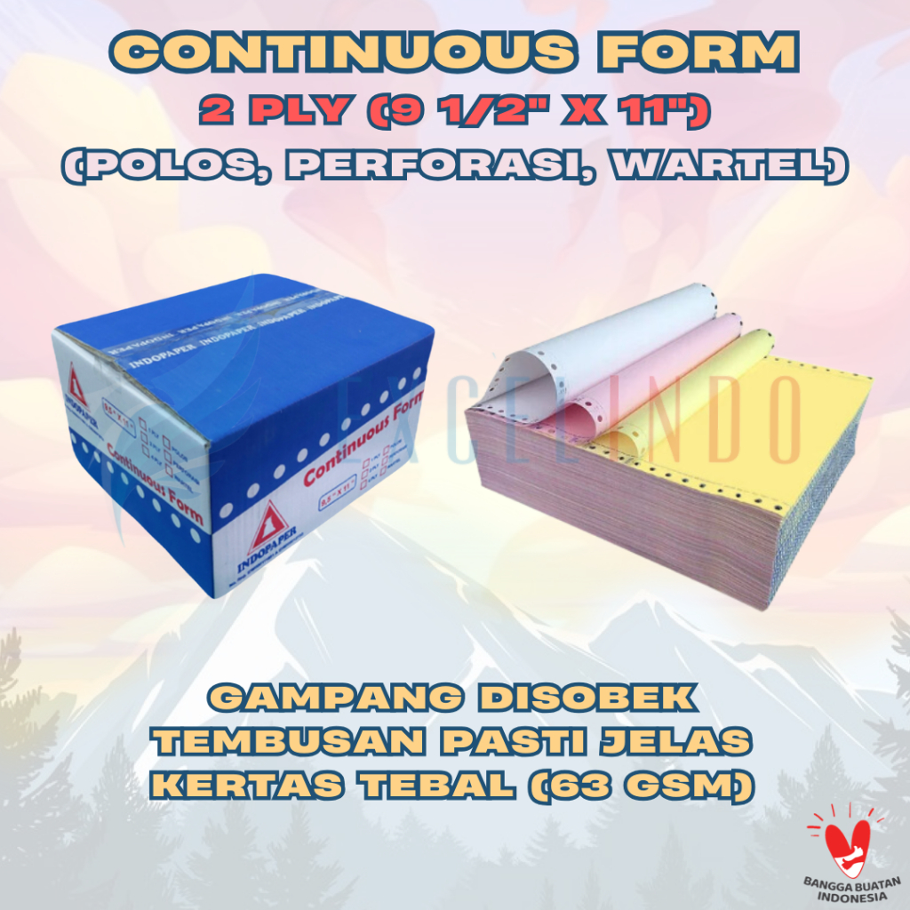 Jual Indopaper Continuous Form 2 ply NCR Ekonomis UKURAN FULL/PERFORASI ...