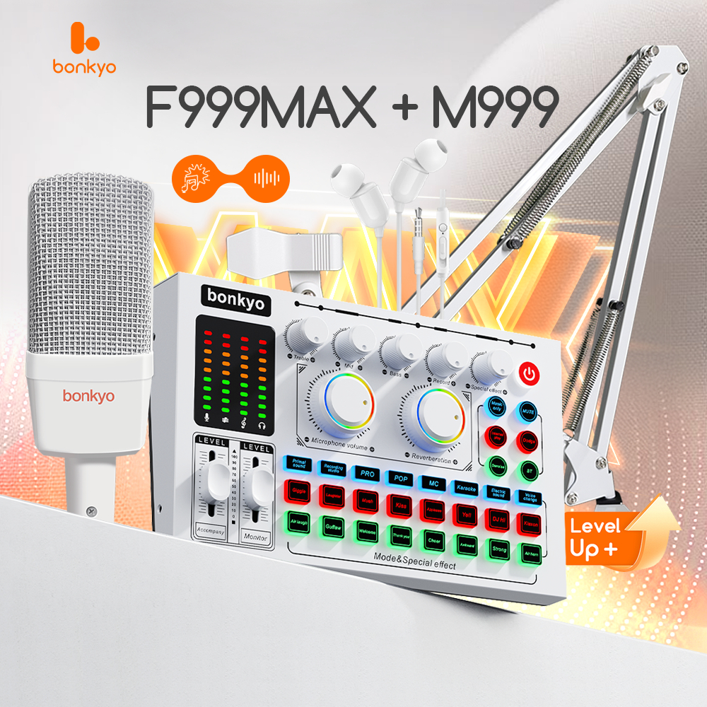 Jual Bonkyo F999 soundcard white +MIC M996+ headset headphone 6 Modes ...