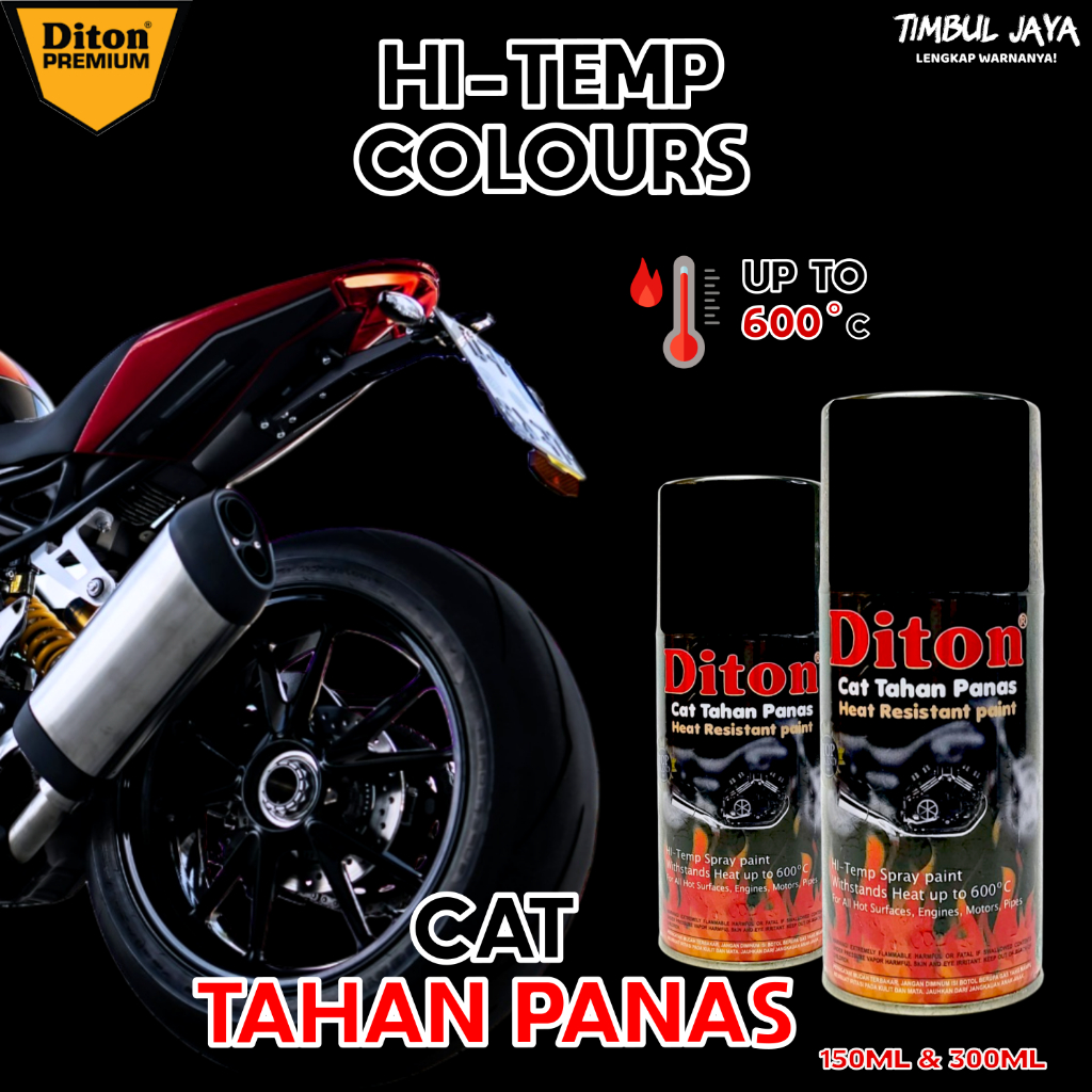 Jual Diton Hi Temp Black 300cc / cat knalpot hitam doff / cat knalpot diton / diton cat anti ...