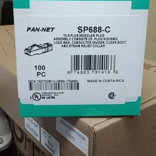 Jual Panduit SP688c Connector cat6 / Cat 6 RJ45 SP688-C Modular Plug ...