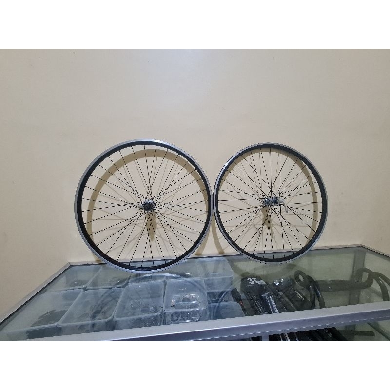 Jual Wheelset 700c Clincher rims spoke Stainless hub freehub Shimano ...