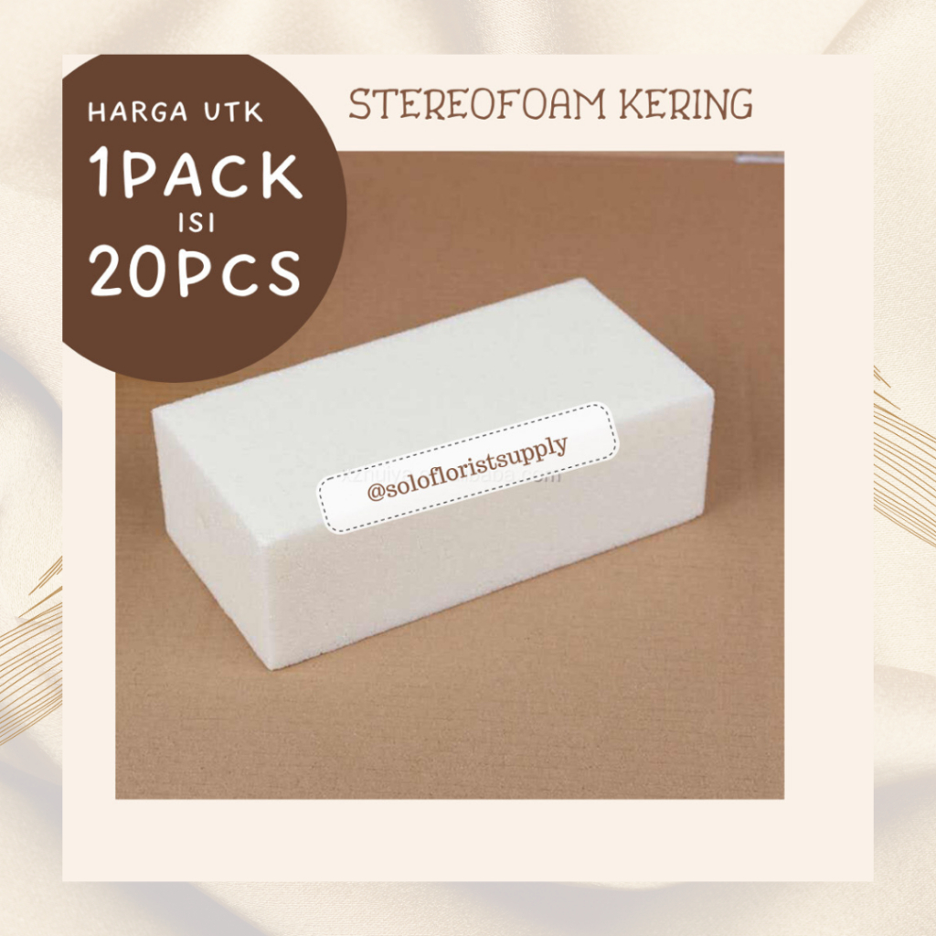 Jual FOAM PUTIH BUSA BUNGA TERMURAH 20x10x5cm | Oasis busa bunga kering ...