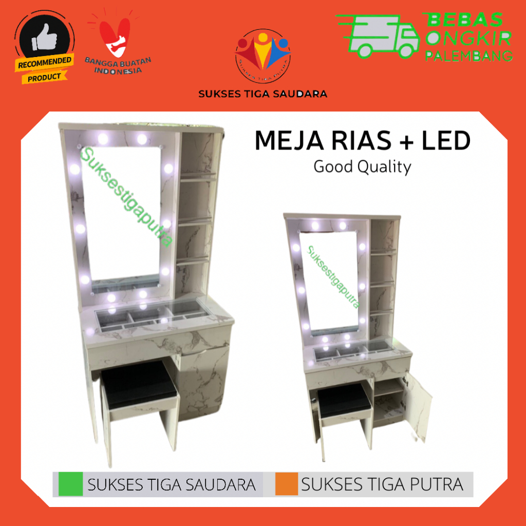 Jual LEMARI MEJA RIAS MAKE UP MEJA MAKEUP LAMPU LED CERMIN LACI KACA ...