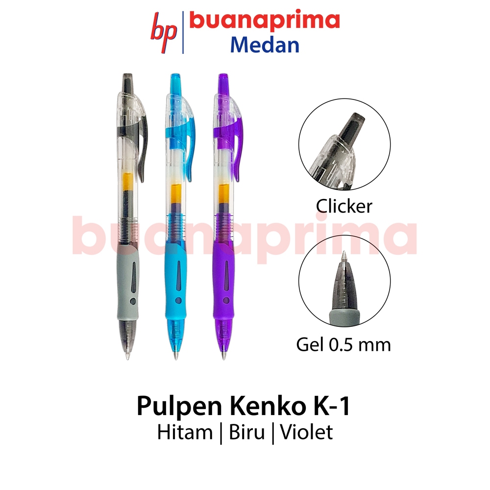 Jual Pulpen Kenko K-1 Pen K1 Gel Cair Pena Hitam Biru Ungu | Shopee ...