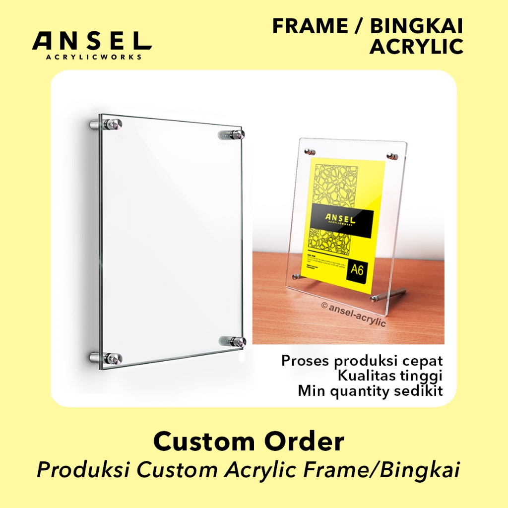 Jual ANSEL Custom Acrylic - Frame Bingkai Akrilik Dinding Meja ukuran ...