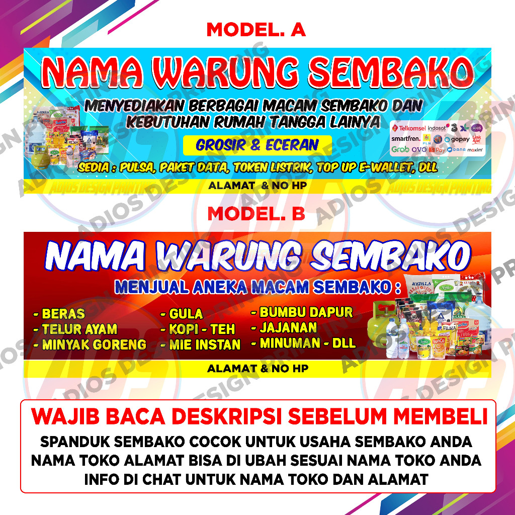 Jual SPANDUK TOKO SEMBAKO / BANNER TOKO SEMBAKO / SPANDUK BANNER WARUNG SEMBAKO - FLEXY 280 GSM ...