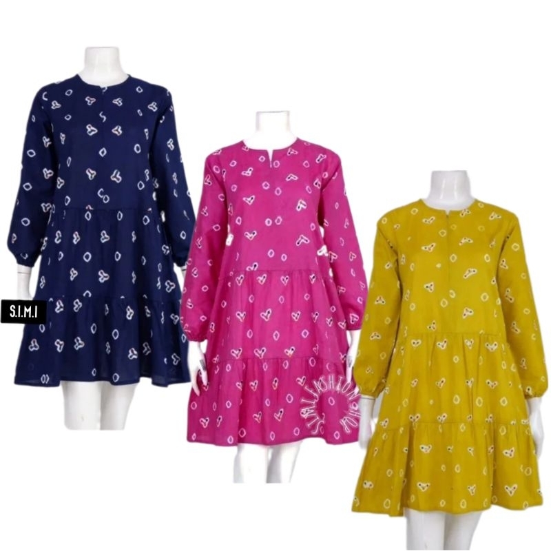 Jual SIMI - Lemba Dress Etnik Motif Batik Jumputan Ori Lengan panjang ...