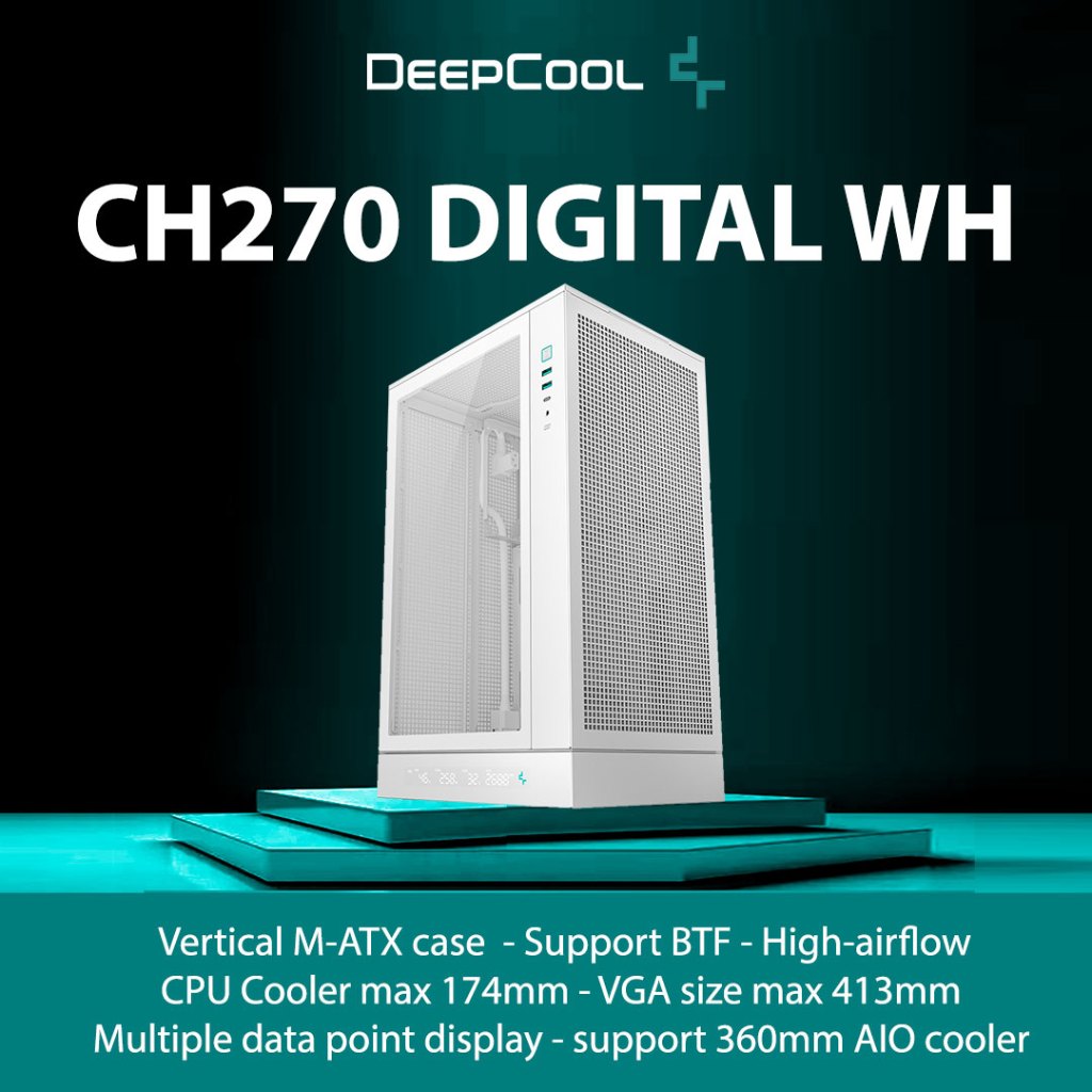 Jual Deepcool CH270 Digital White Vertical M-ATX Casing Komputer ...