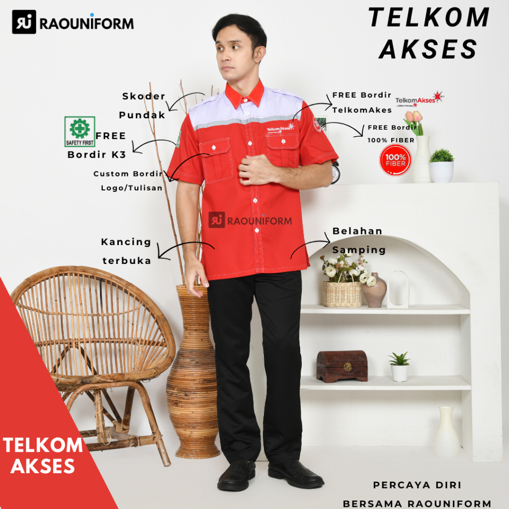 Jual Seragam IndiHome Terbaru/kemeja kerja IndiHome merah putih/Seragam ...