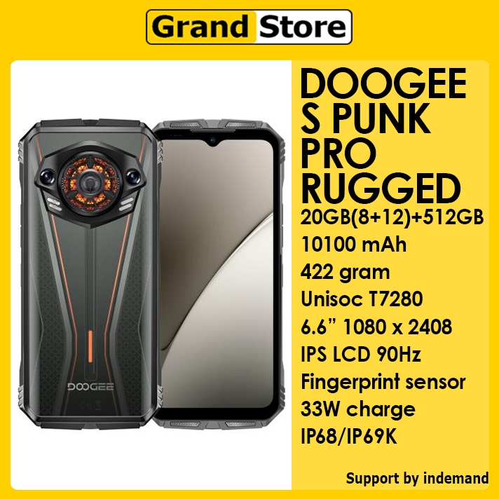 Jual DOOGEE S PUNK PRO 4G 20GB/512GB 10100mAh 33W Unisoc T7280 6.6 ...