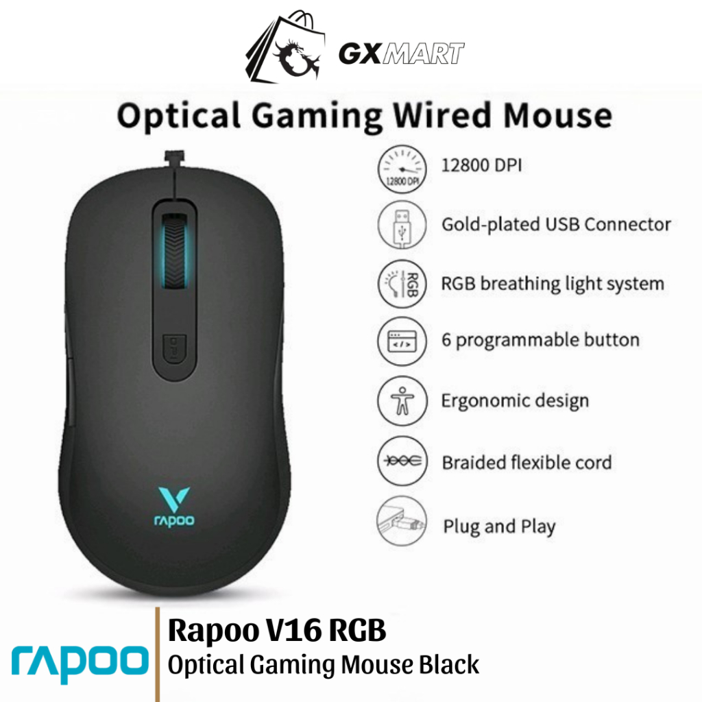 Jual Rapoo V16 RGB - Optical Gaming Mouse Black | Shopee Indonesia