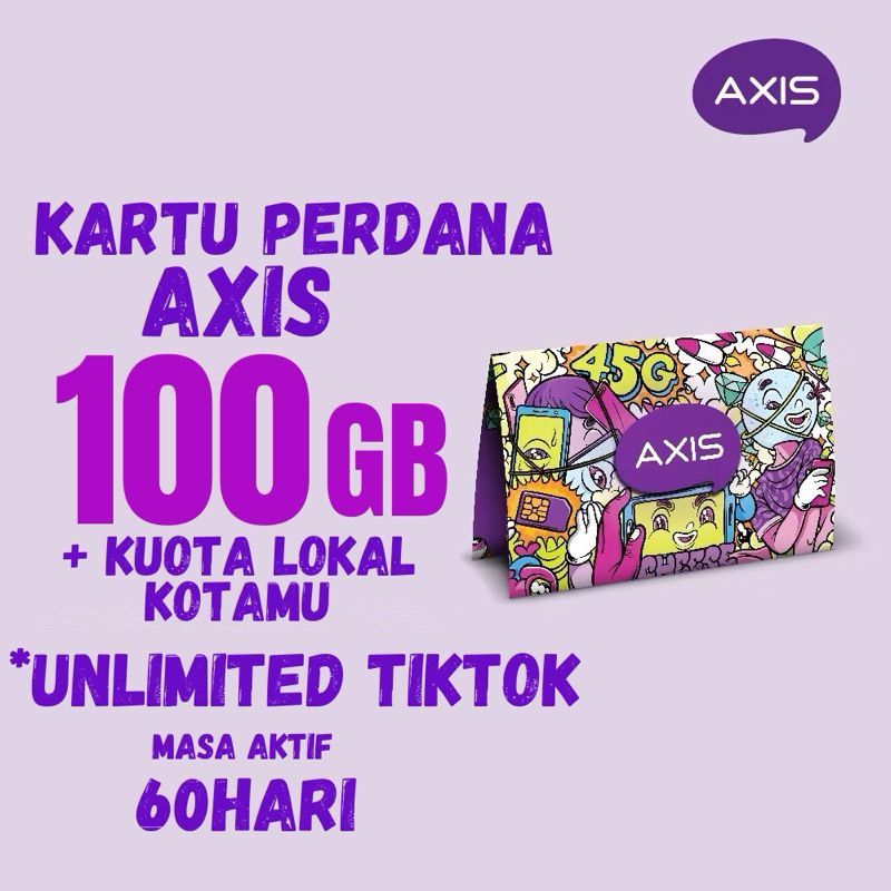 Jual KARTU PERDANA AXIS 100GB + KUOTA LOKAL UP 50 GB 60HARI + UNLIMITED TIKTOK SETAHUN | Shopee ...