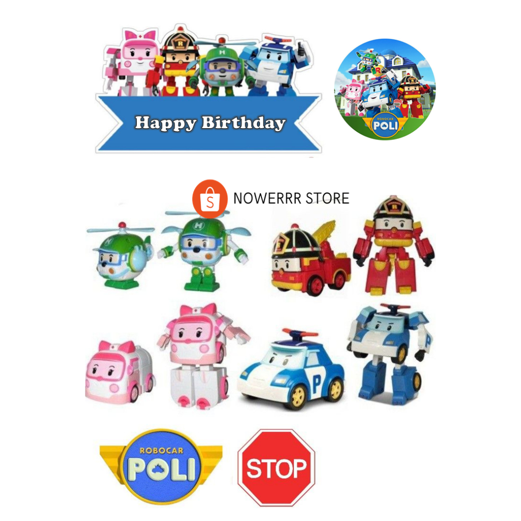 Jual Topper ROBOCAR POLI Birthday Custom Nama | Hiasan Kue Tema ROBOCAR ...