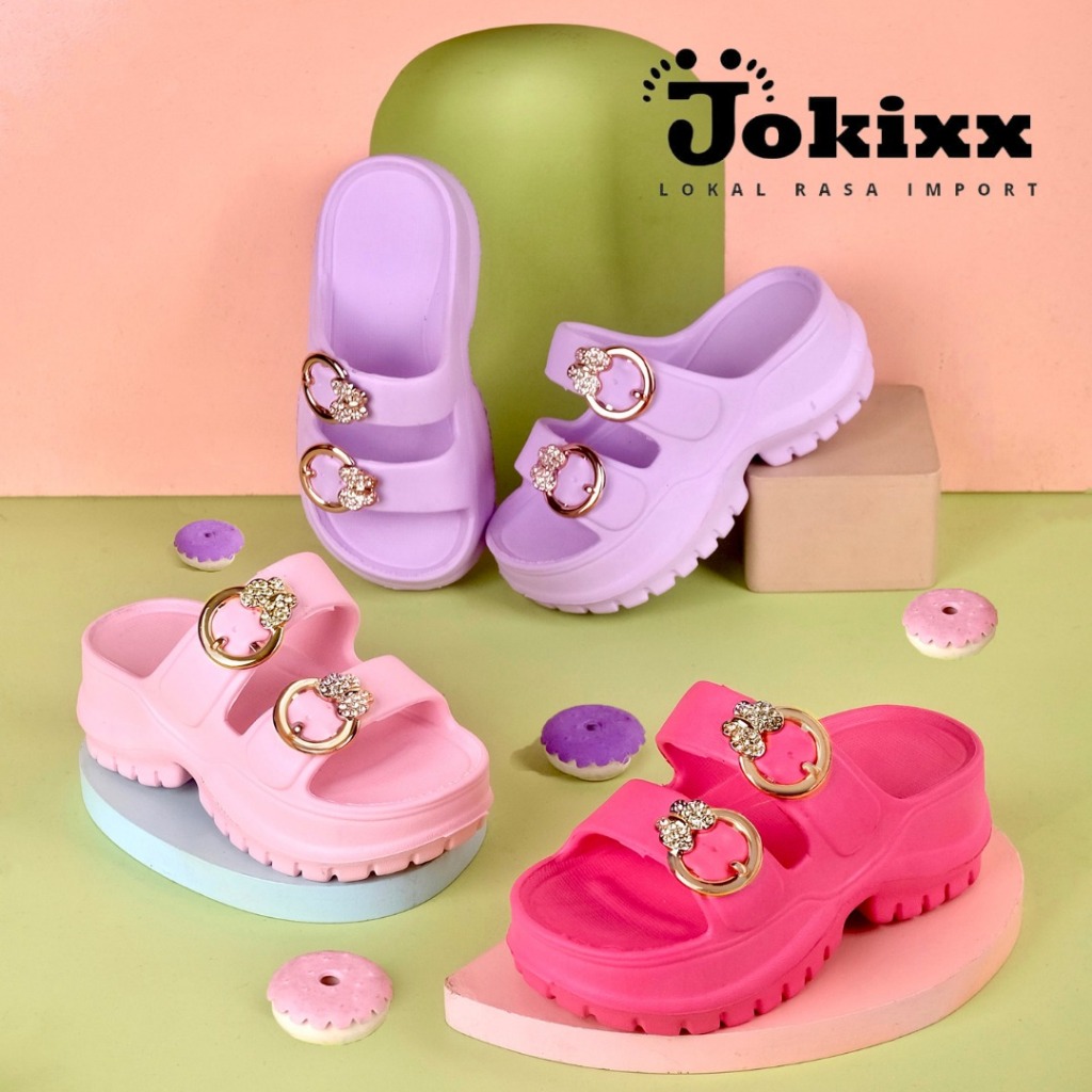 Jual Jokixx Sandal Anak Cewek EVA Ban 2 Gesper Ring Kupu/Mickey Gold ...