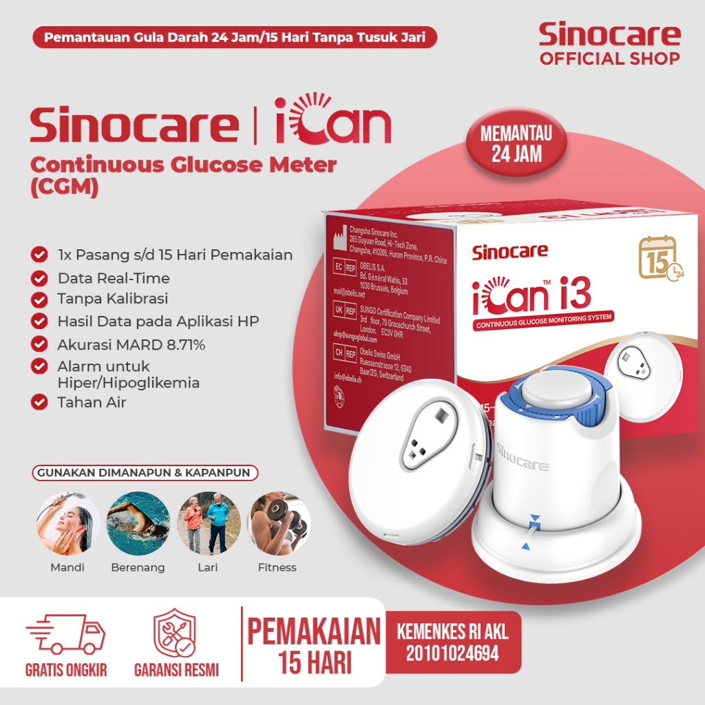 Jual Sinocare CGM iCan - Alat Cek Gula Darah Real-Time, Tanpa Sakit ...