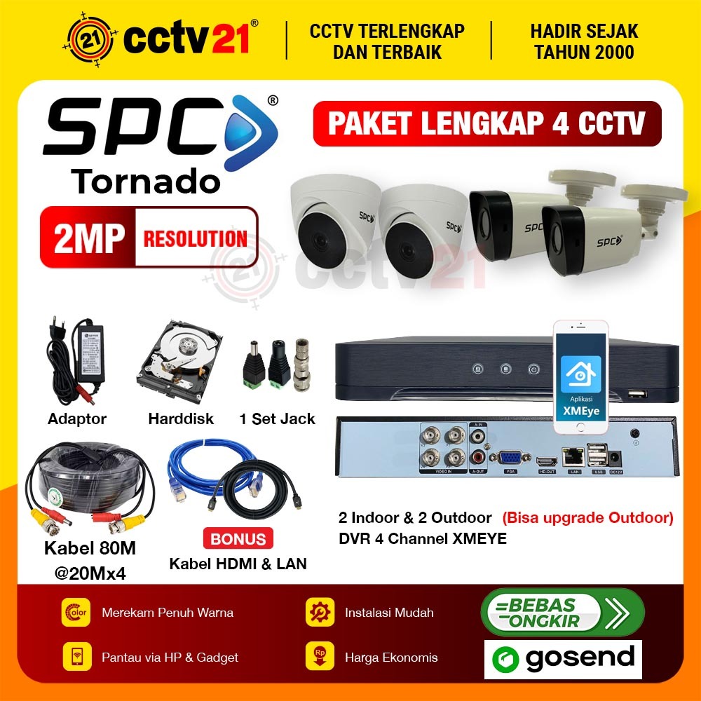 Jual Paket CCTV 4 Channel Kamera 4CH 2MP SPC TORNADO +DVR High TEch ...