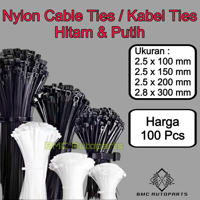 Jual Kabel Ties / Nylon Cable Tie Warna Hitam Putih Panjang 10 15 20 30 ...