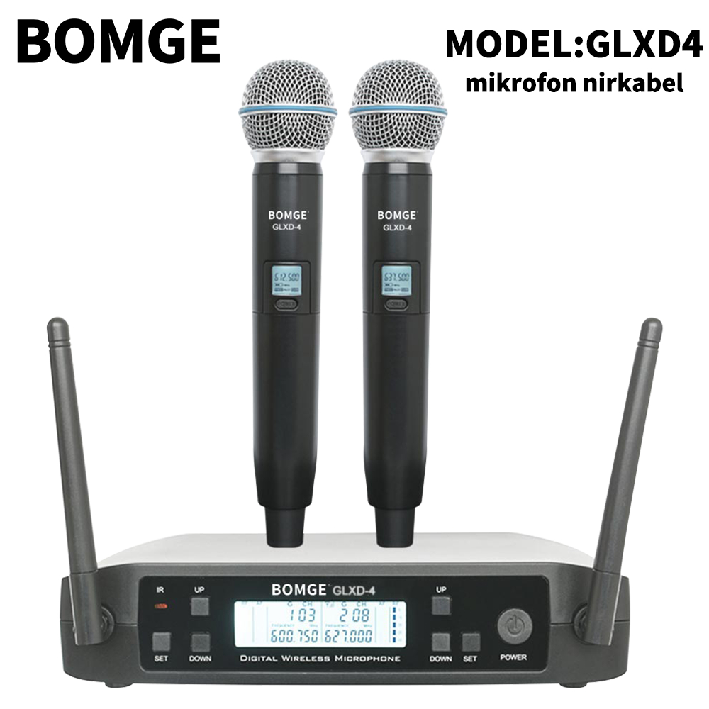 Jual BOMGE GLXD4 Microphone UHF Professional 80M Range Microphone System Handheld Mic | Shopee ...