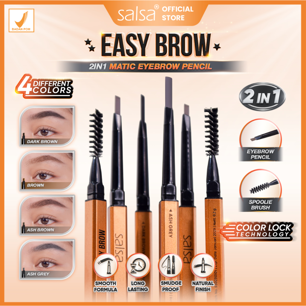 Jual SALSA Easy Brow - Pensil alis putar matic | 2in1 Eyebrow matic ...