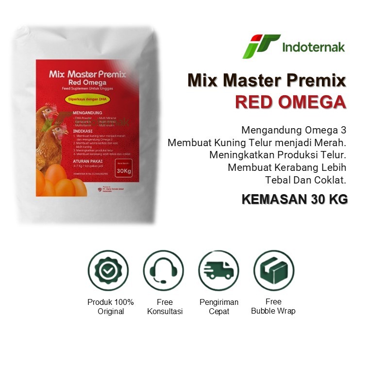 Jual MIX MASTER PREMIX RED OMEGA 30KG - MEMBUAT KUNING TELUR MENGANDUNG ...