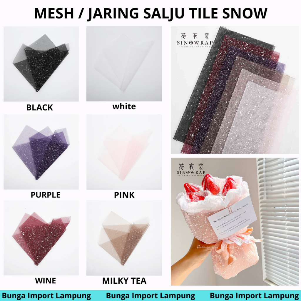 Jual (1 LEMBAR) Mesh / Jaring Salju kertas pembungkus buket Snowflakes ...