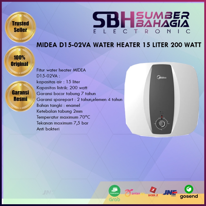 Jual MIDEA D15-02VA WATER HEATER 15 LITER 200 WATT (NEW) (KHUSUS BANDUNG) HARGA UNIT ONLY ...