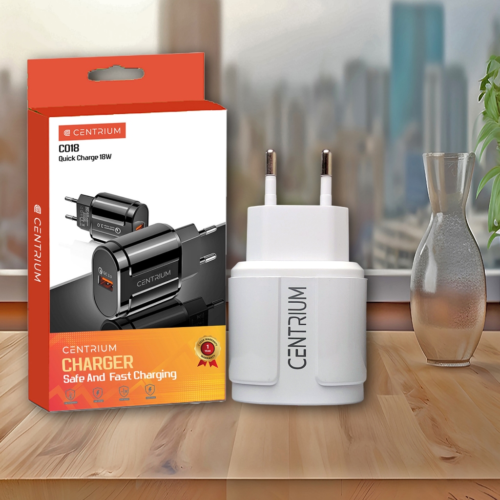 Jual CENTRIUM Charger HP Fast Charging 18 Watt Quick Charge Adaptor ...