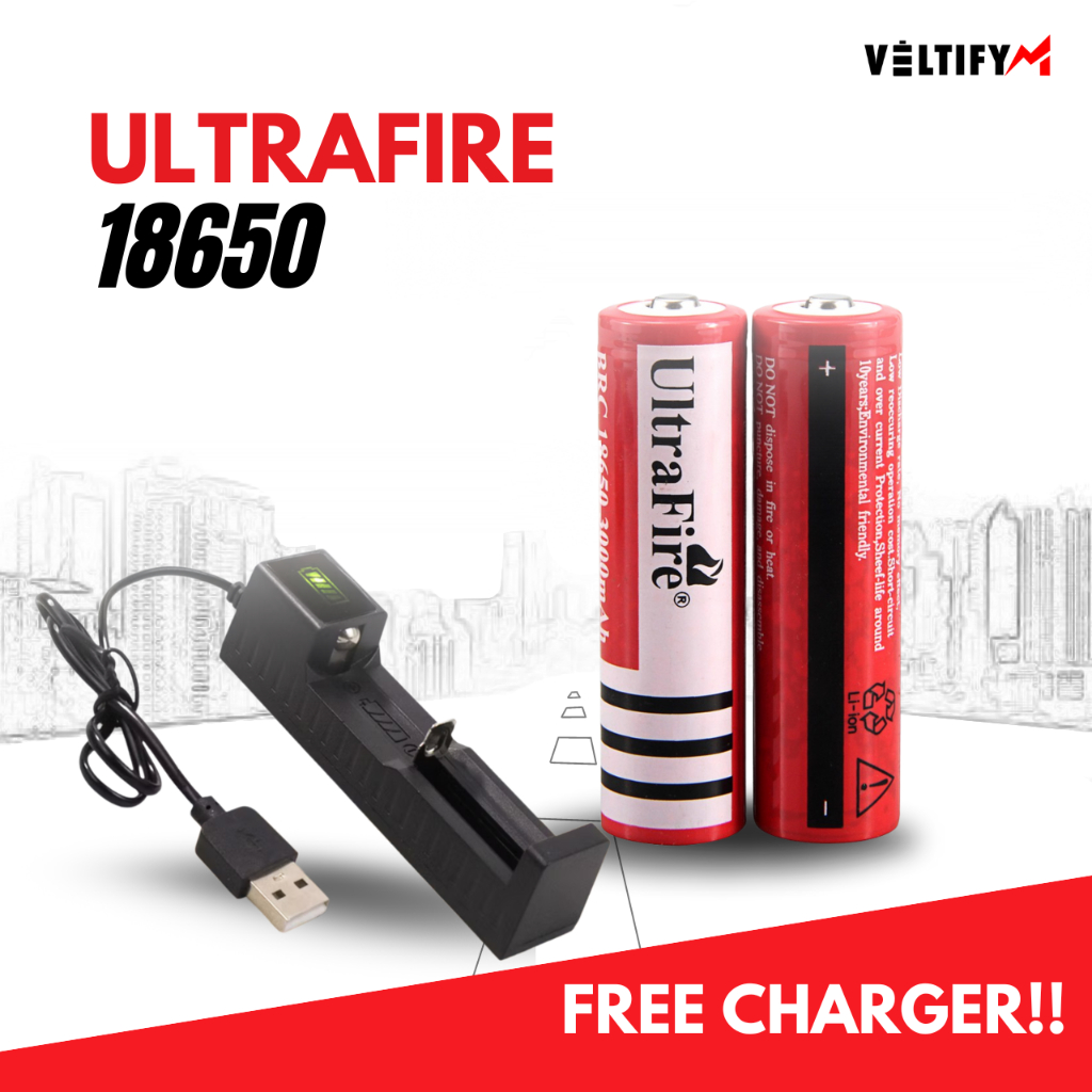 Jual FREE CHARGER!! Baterai Ultrafire 18650 1PCS Li-ion Battery 3.7V ...