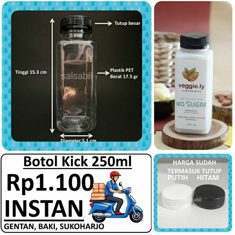 Jual (INSTAN) Botol Kick 250ml Tipis / botol plastik 250ml / botol ...