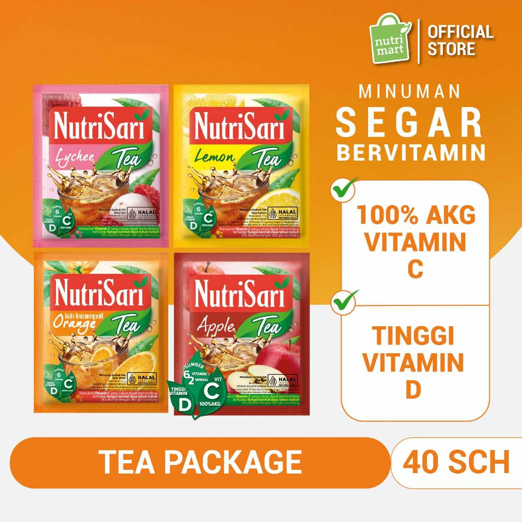 Jual NutriSari Tea Package (40 Sch) - Lemon Tea, Lychee Tea, Orange Tea ...