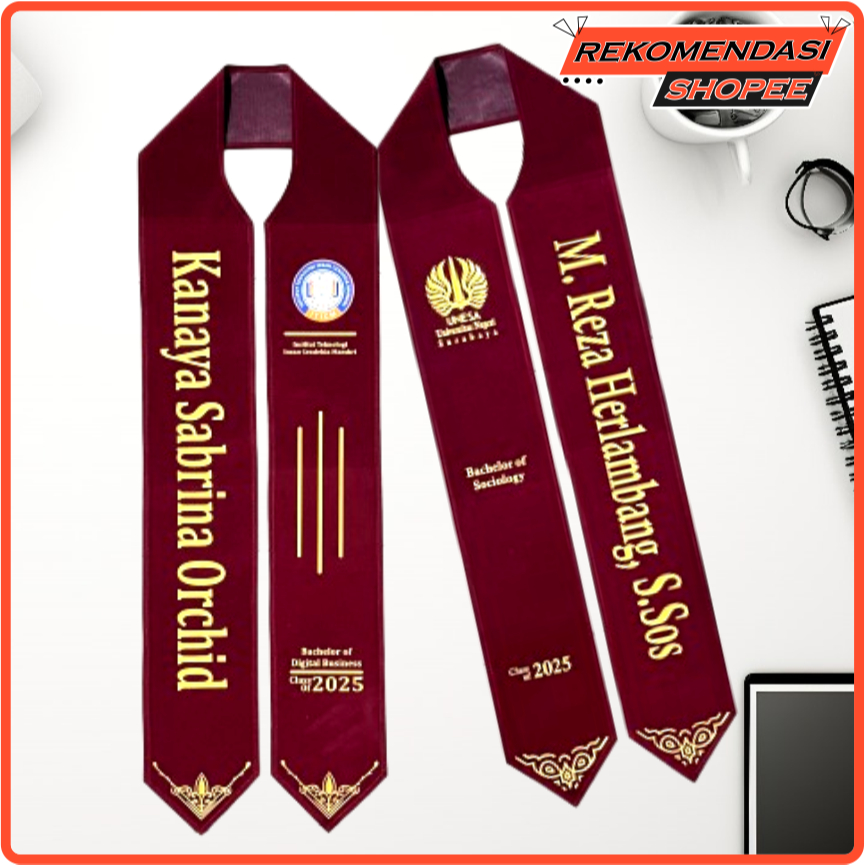Jual [ BATIK 3 ] Selempang Wisuda Custom Nama Logo Selempang Kalung ...