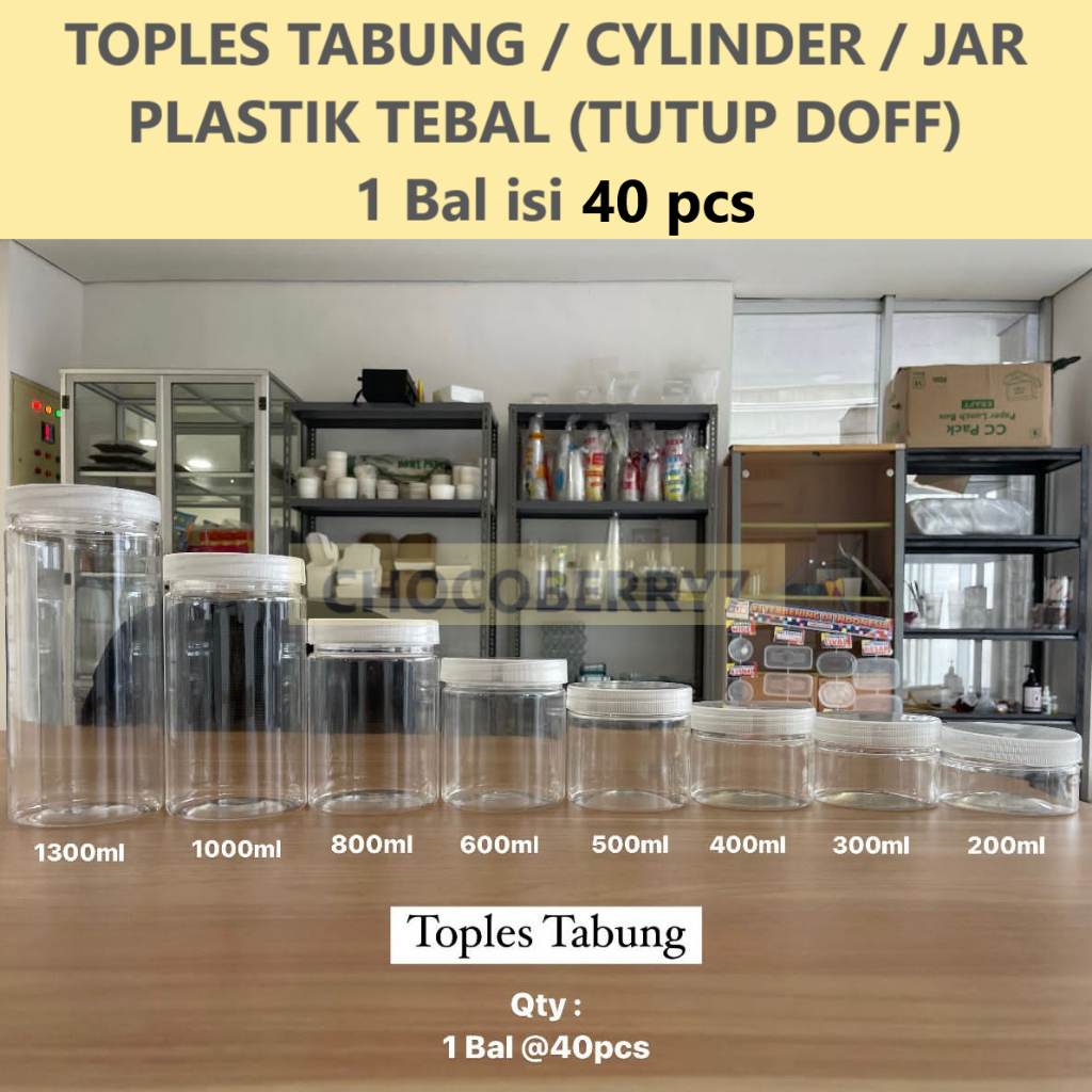 Jual Toples Tabung Plastik 1 bal isi 40pcs 200 300 400 500 600 800 1000 1300 ml Jar Cylinder ...