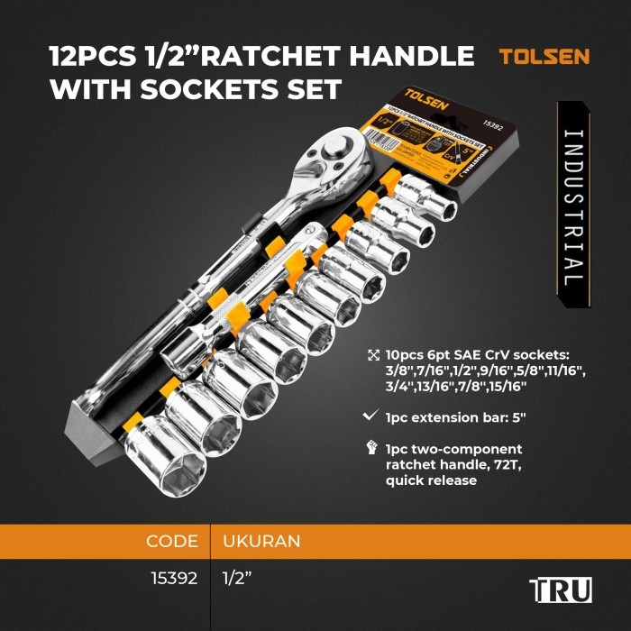 Jual Kunci Shock Sok Socket Set Wrench 1/2 Inch RATCHET HANDLE WITH ...