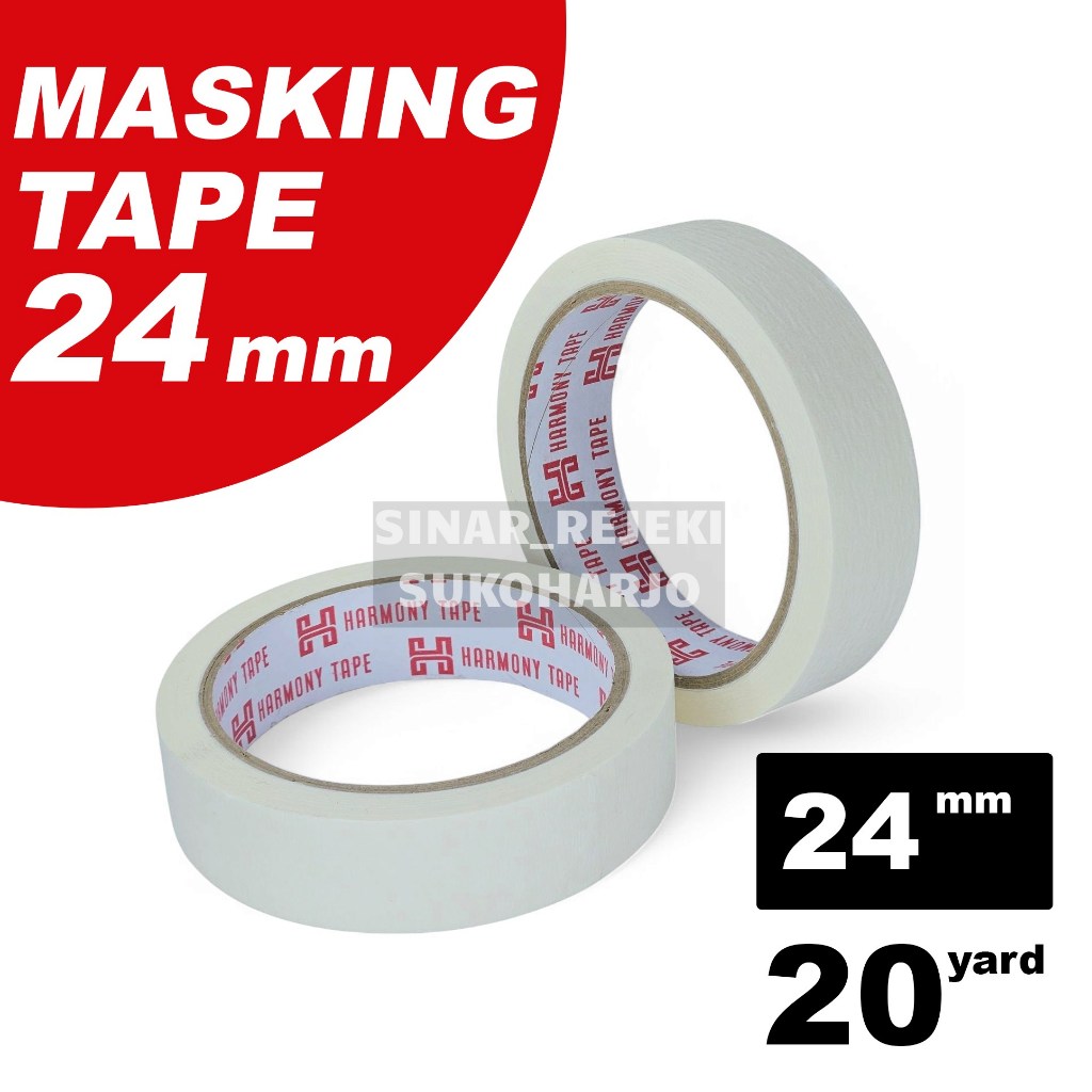 Jual Harmony Masking Tape Lakban Kertas 24mm 20y 20 Yard Isolasi Kertas ...