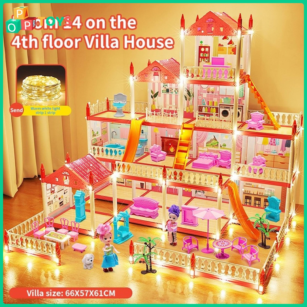 Jual POPTOYS DIY Princess Castle Big Villa Rumah Boneka Yard Kit ...