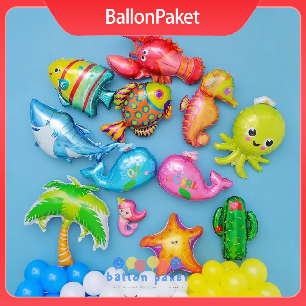 Jual Balon Foil Mini Karakter Hewan Laut Balon Tema Binatang Laut Ocean ...