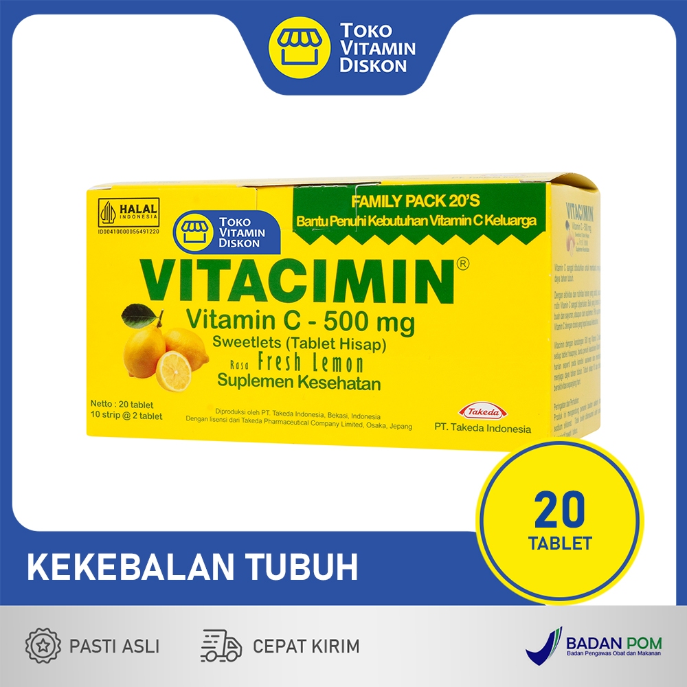 Jual VITACIMIN 20 TAB ISI 10 STRIP 2 TAB | Vitamin C Tablet Hisap, Daya ...