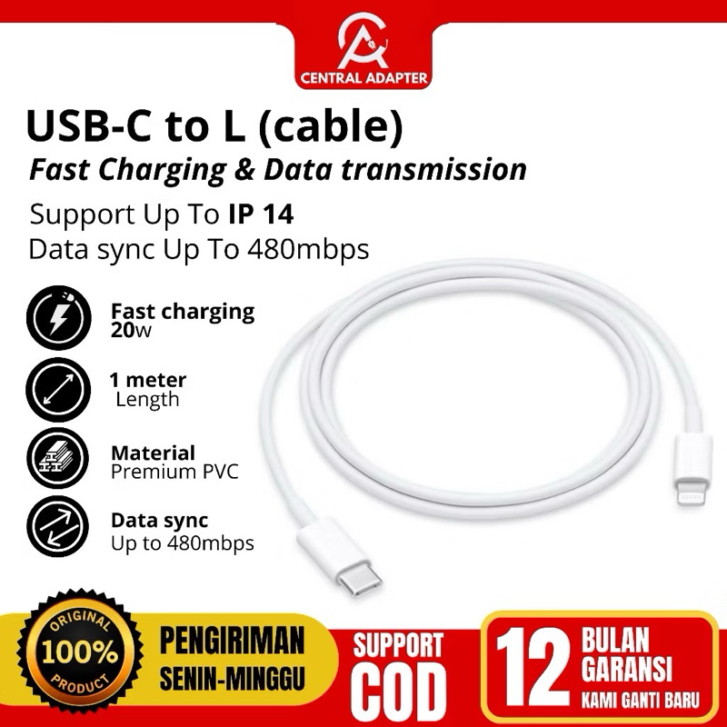 Jual Kabel data c to L original 100% garansi 1 tahun | Shopee Indonesia