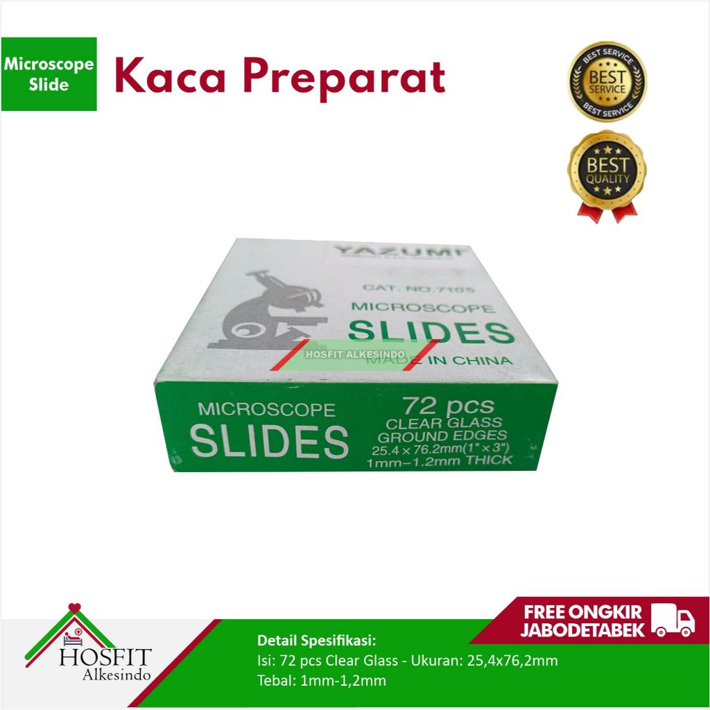 Jual Microscope Slides Yazumi - Object Glass Hijau - Kaca Preparat 7105 ...