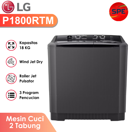 Jual MESIN CUCI 2 TABUNG LG KAPASITAS 18 KG P1800RTM GARANSI RESMI ...